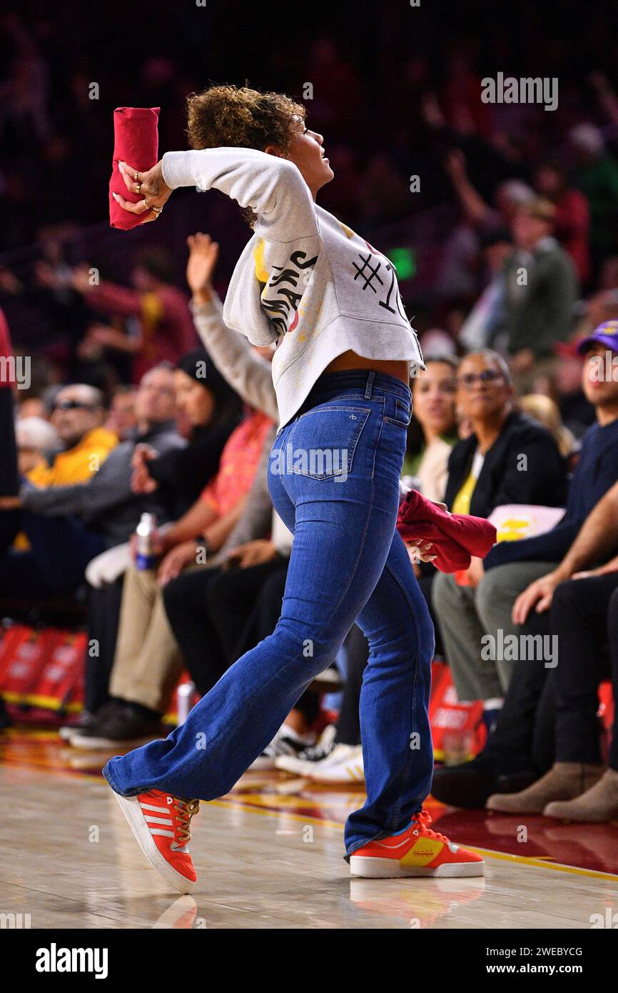 LOS ANGELES, CA - JANUARY 10: Soccer player Trinity Rodman throws out t ...