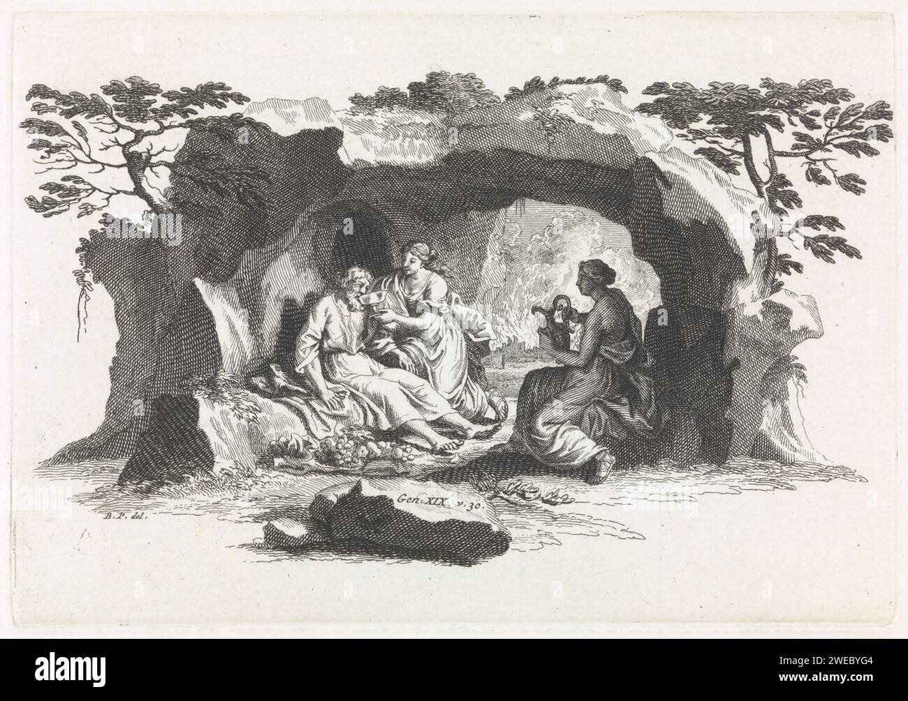 Lot and his daughters and Hagar and Ismaël in the desert, Bernard ...