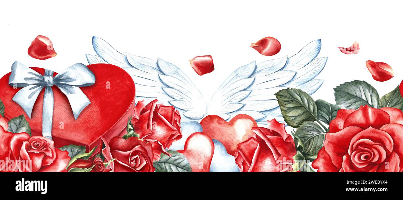 A banner for Valentine's Day. A gift box in the shape of a red heart ...