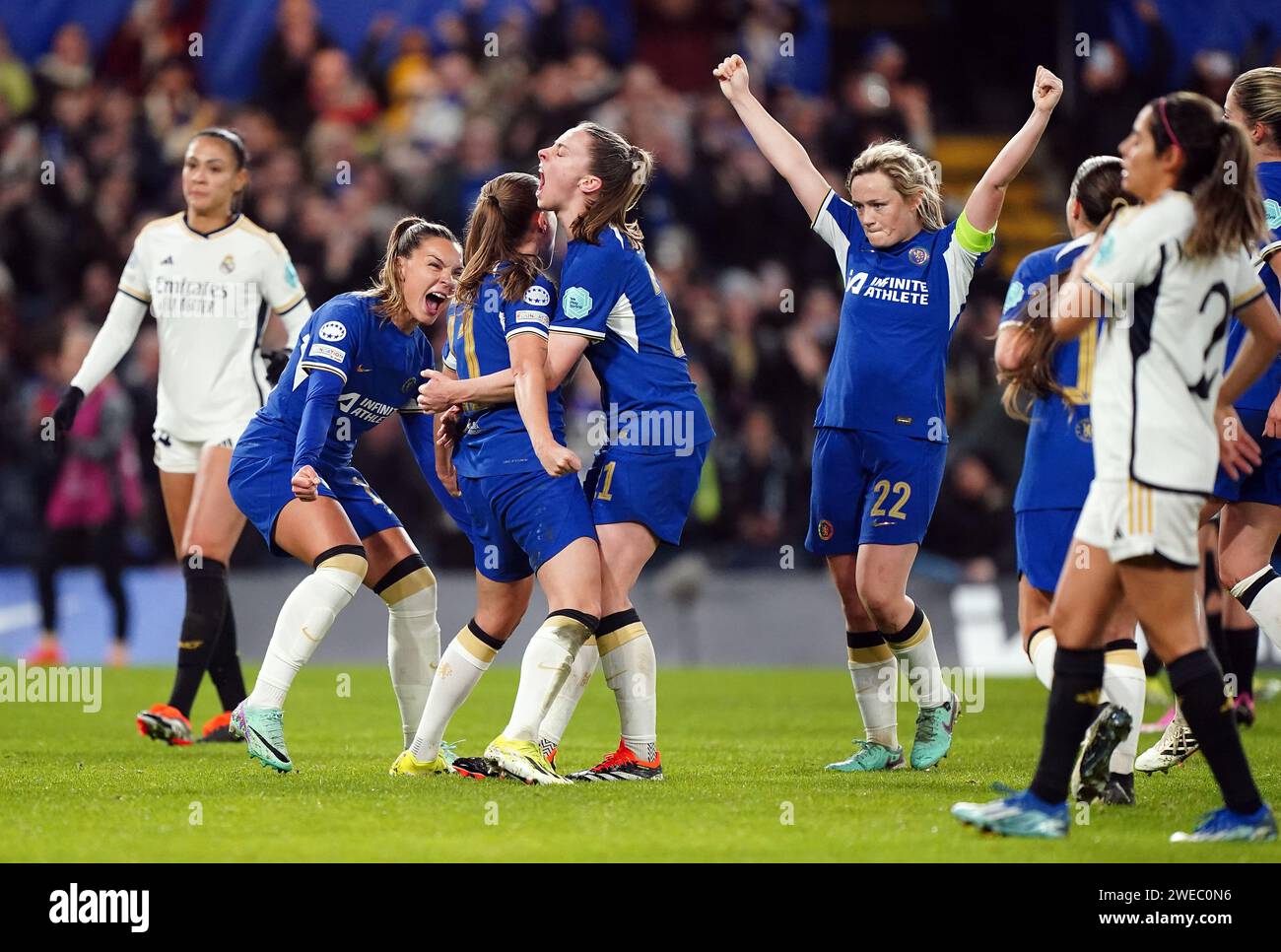 Chelsea's Guro Reiten celebrates scoring their side's first goal of the ...