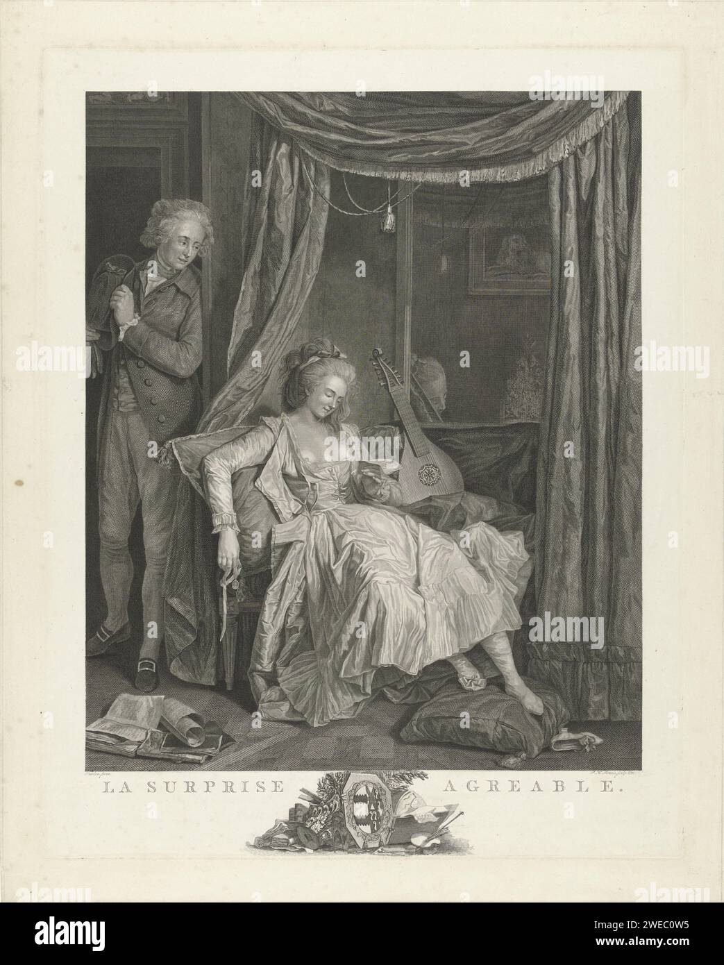 Interior with letter -reading wife, Pieter Hendrik Jonxis, After Danlou ...
