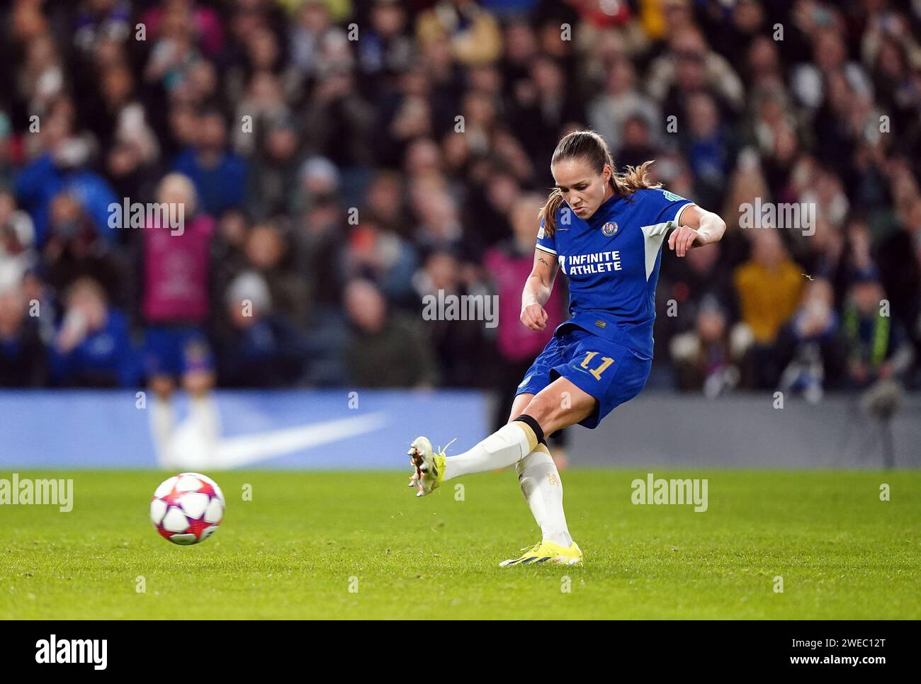 Chelsea's Guro Reiten scores their side's first goal of the game from ...