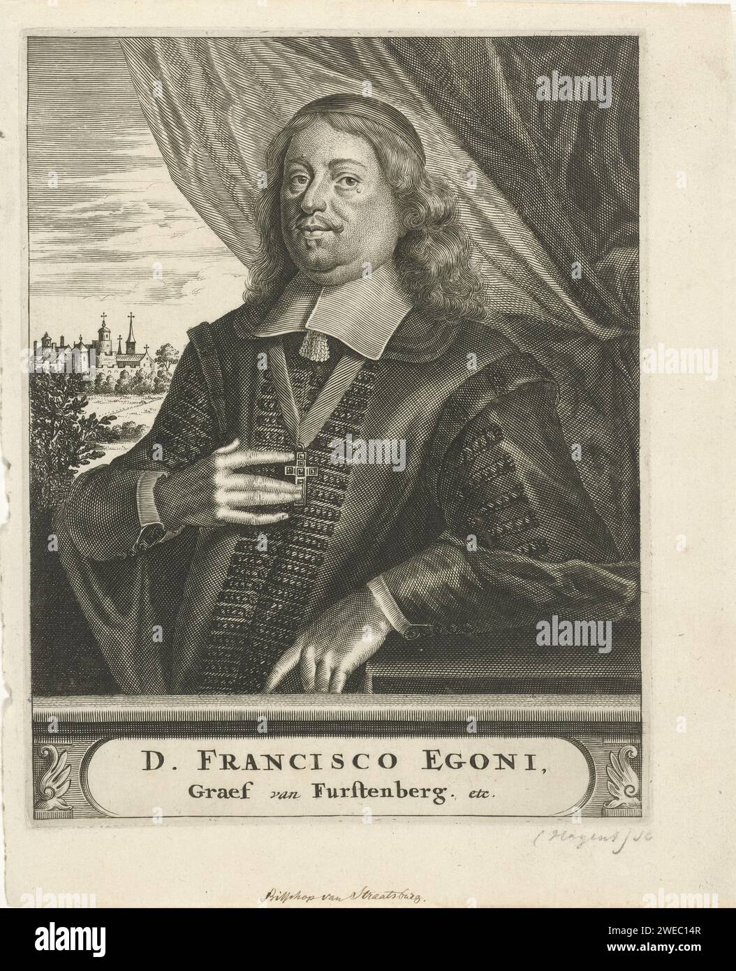Portrait of Frans Egon, count of Fürstenberg, Christiaan Hagen, c. 1635 ...