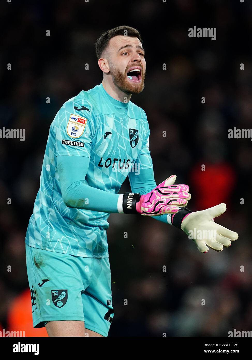 Norwich City goalkeeper Angus Gunn during the Sky Bet Championship ...
