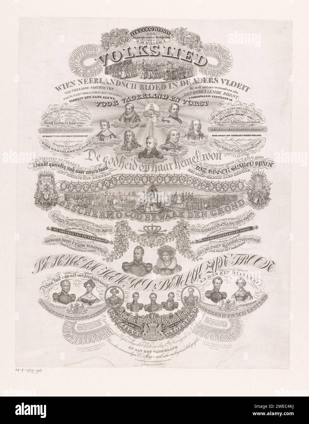 Calligraphy of the song 'Wien Neêrlands Blood' in the twenty -five ...