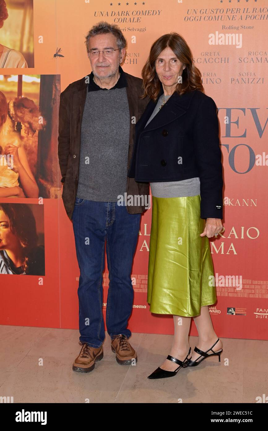 Rome, Italy. 24th Jan, 2024. Pietro Valsecchi (l) and Camilla Nesbitt ...