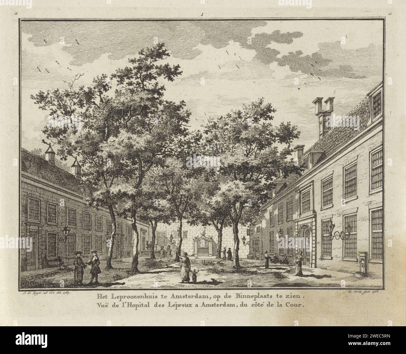 View of the courtyard of the Leprozenhuis in Amsterdam, Willem Writs ...