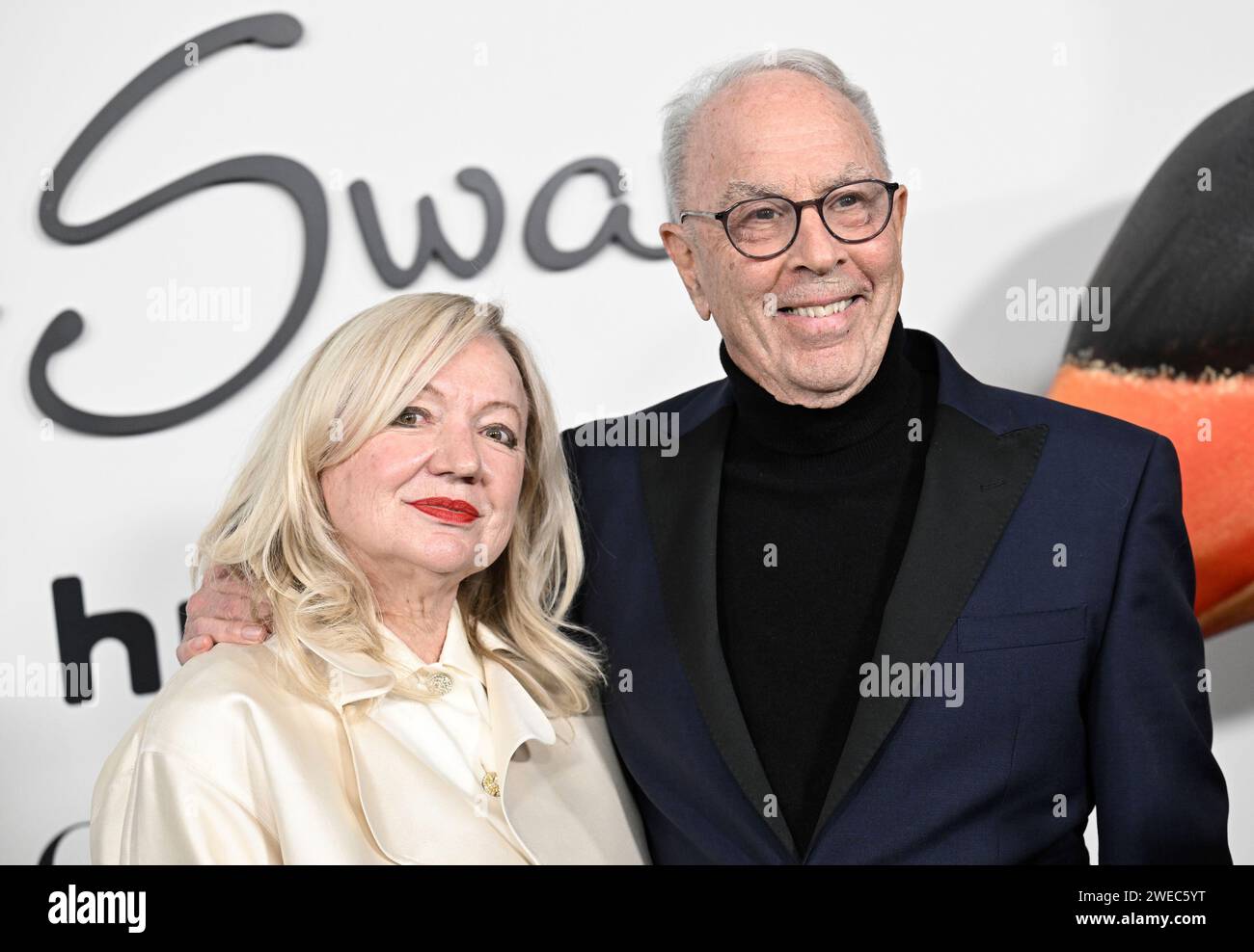 Laurence Leamer, right, and wife Vesna Obradovic attend the premiere of ...