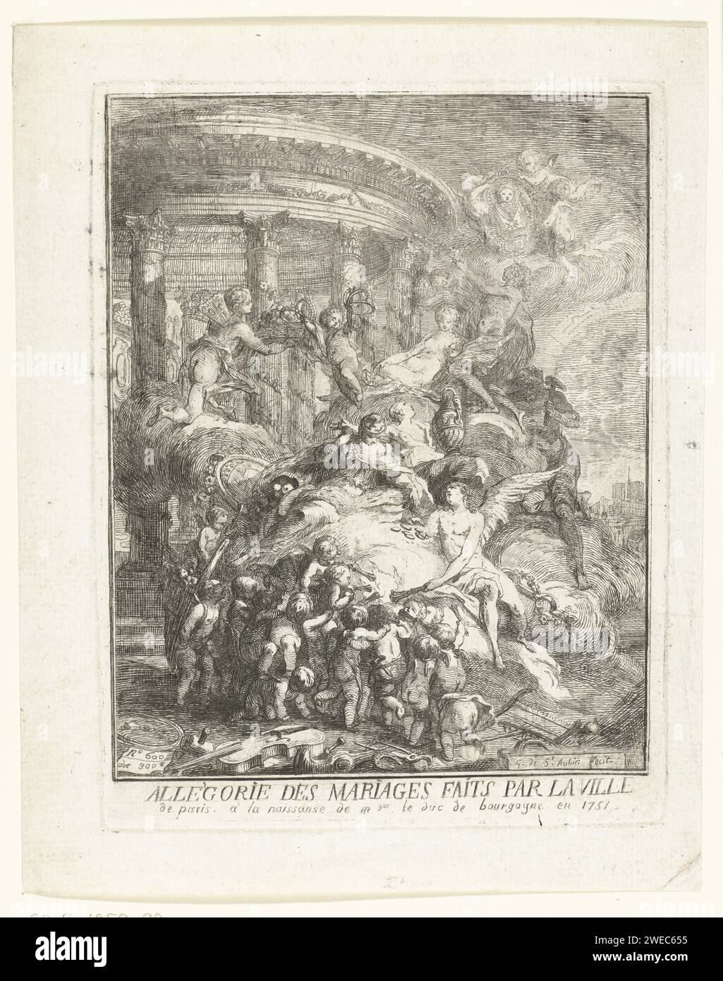 Allegory in honor of the birth of the Duke of Bourgandy, Gabriel Jacques de Saint-Aubub, 1751 ...