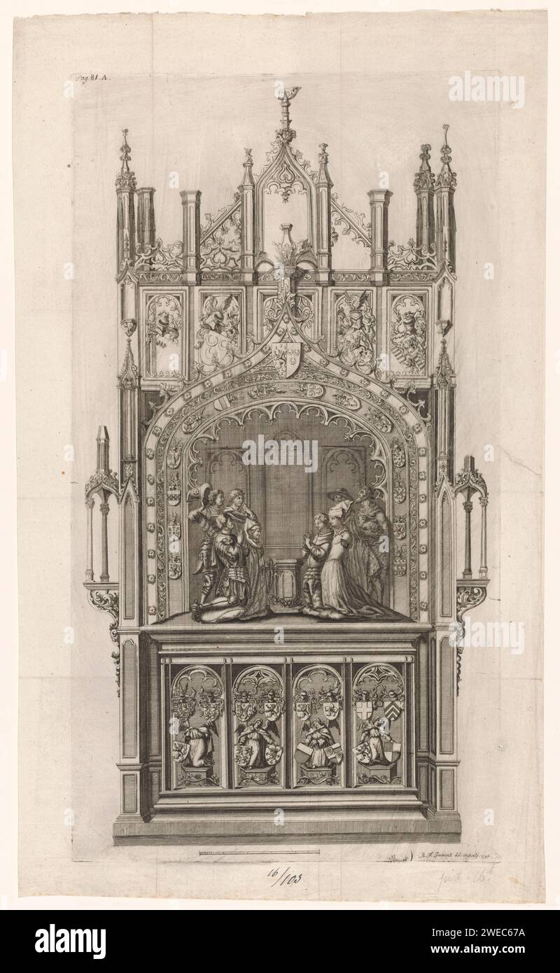Praal grave of Engelbrecht I van Nassau, B.F. Immink, 1744 print Praal ...