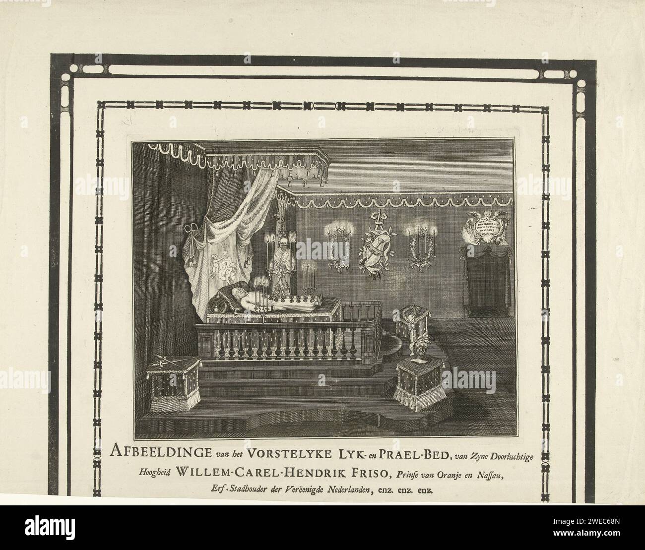 Praal bed of Prince William IV, 1751, Anonymous, 1751 print Mourning ...