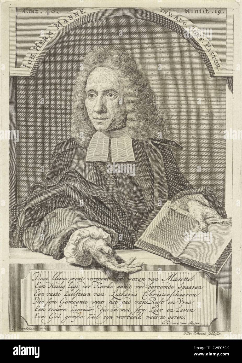 Portrait of the pastor Johannes Hermanus Manné, Gilbert Schoute, after ...