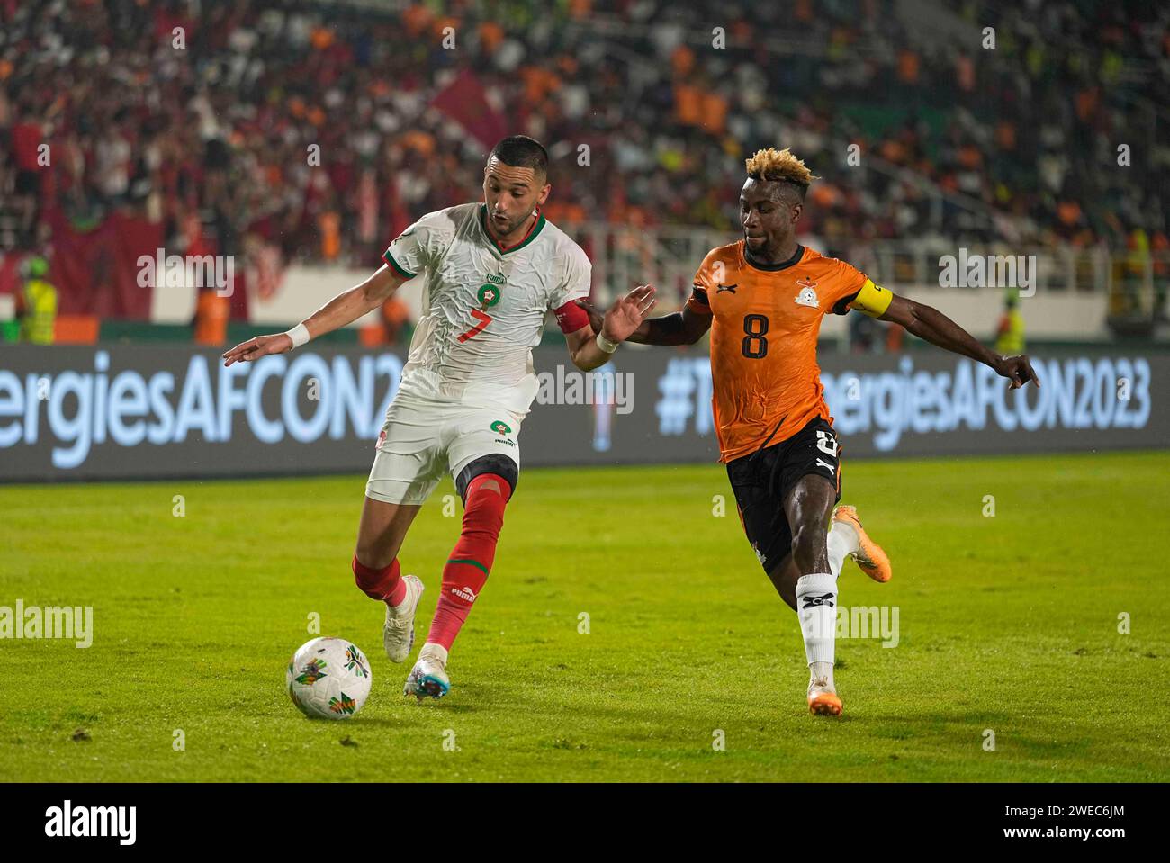 January 24 2024: Hakim Ziyach (Morocco) and Sailas Lubambo Musonda ...
