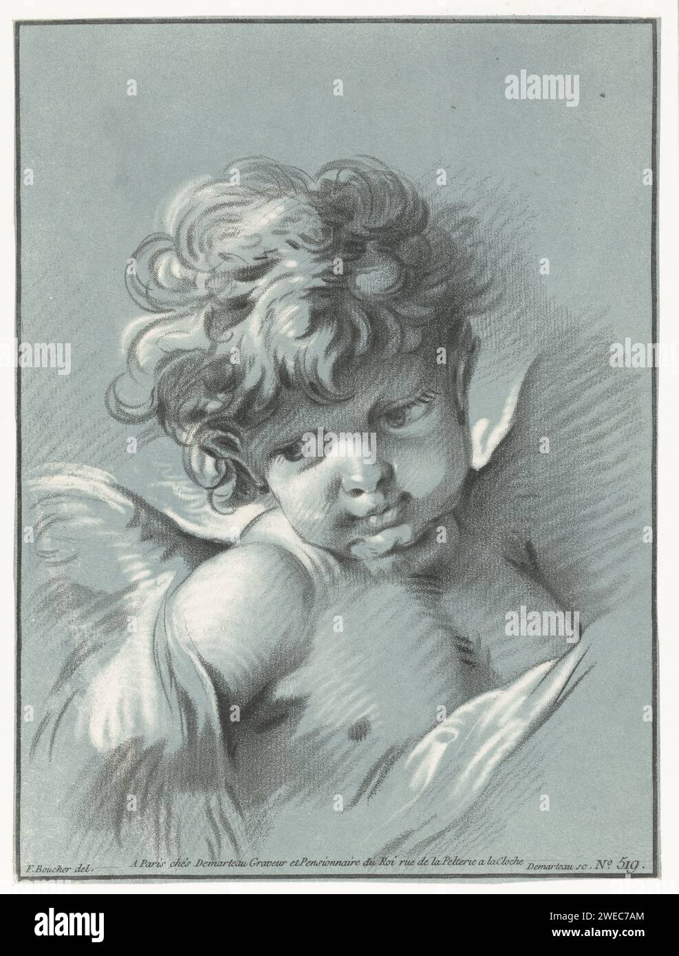 Putto, Gapes Demarteau, After François Boucher, 1756 - 1776 print Bust ...