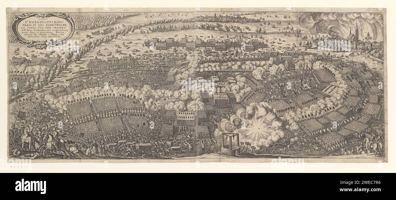Battle of Lützen, Matthäus Merian (I), 1632 - 1650 print Text in Latin in the cartouche. paper ...