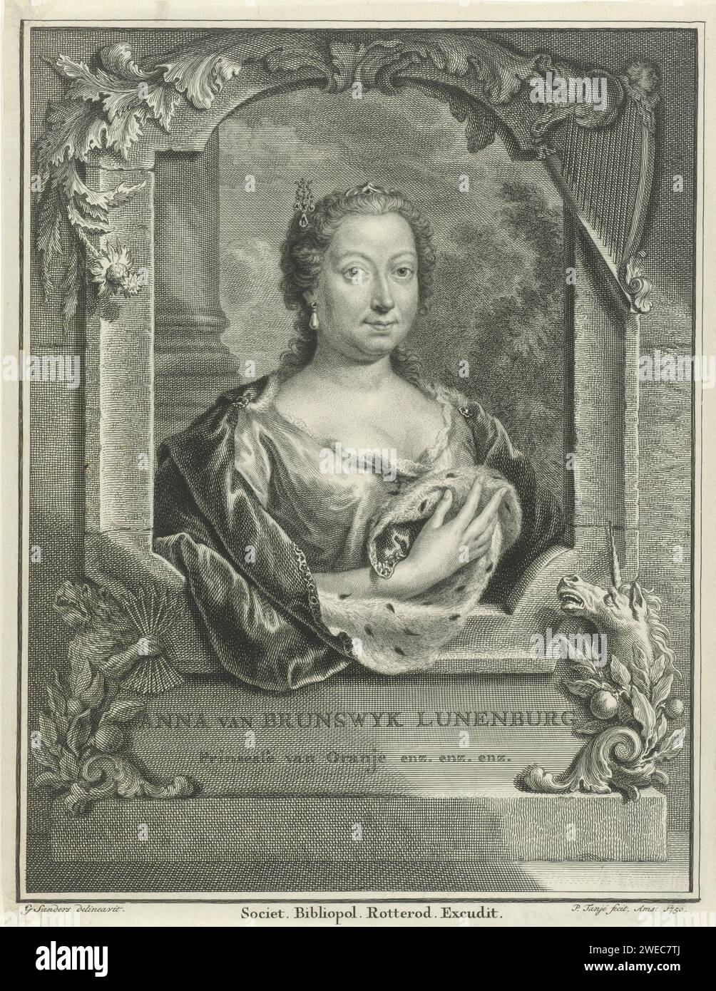 Portrait of Anna van Hannover, princess of Oranje-Nassau, Pieter Tanjé ...