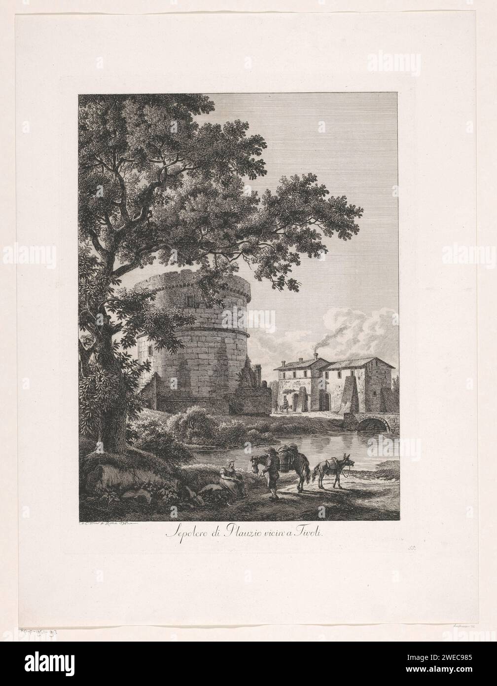 View of Plautius Lucanus at Tivoli, Albert Christoph Dies, 1795 print ...