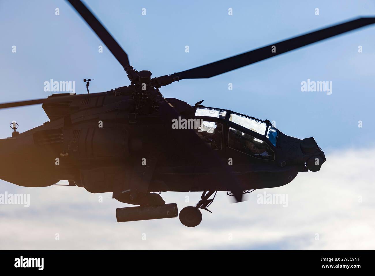 A U.S. Army AH-64E Apache helicopter assigned to 82nd Aviation Regiment ...