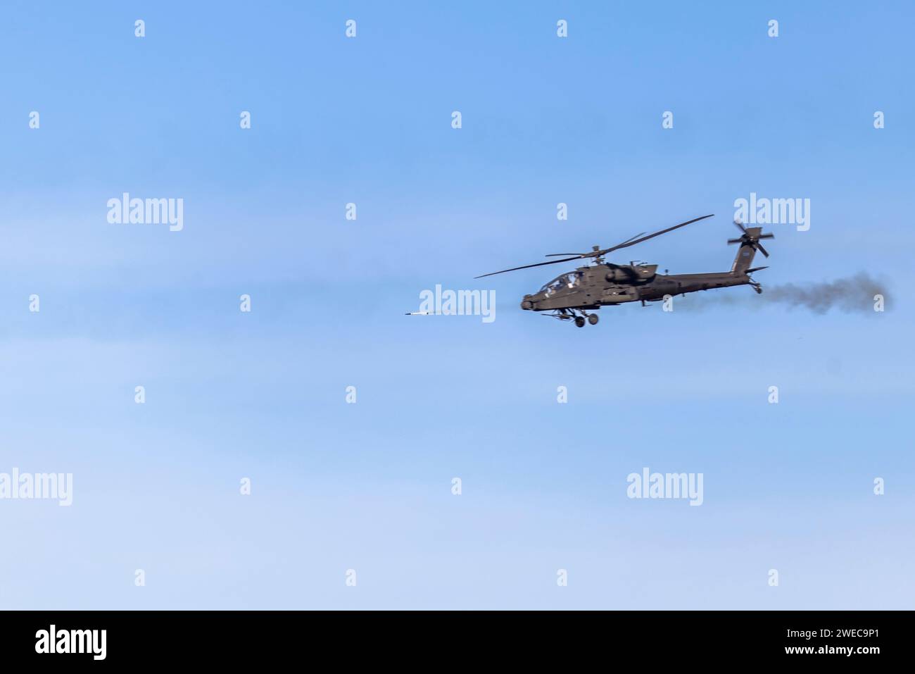 A U.S. Army AH-64E Apache helicopter assigned to 82nd Aviation Regiment ...
