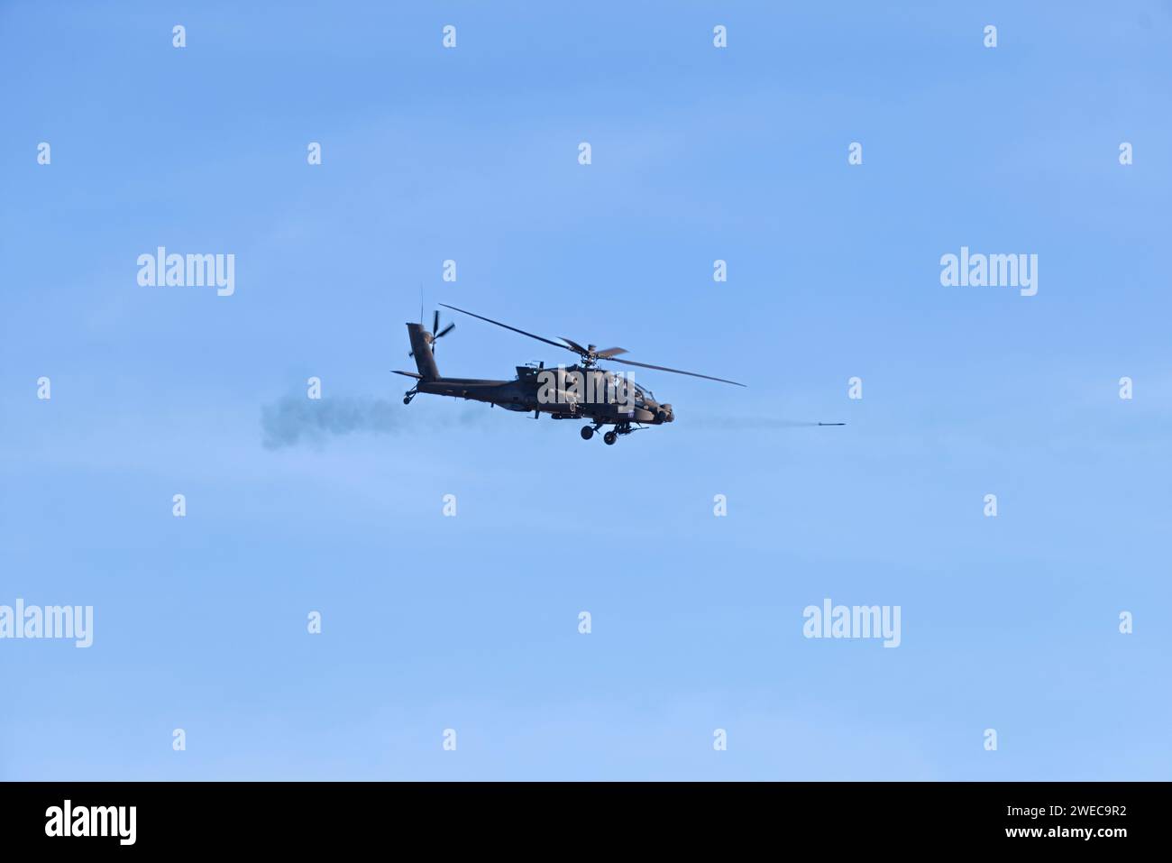 A U.S. Army AH-64E Apache helicopter assigned to 82nd Aviation Regiment ...