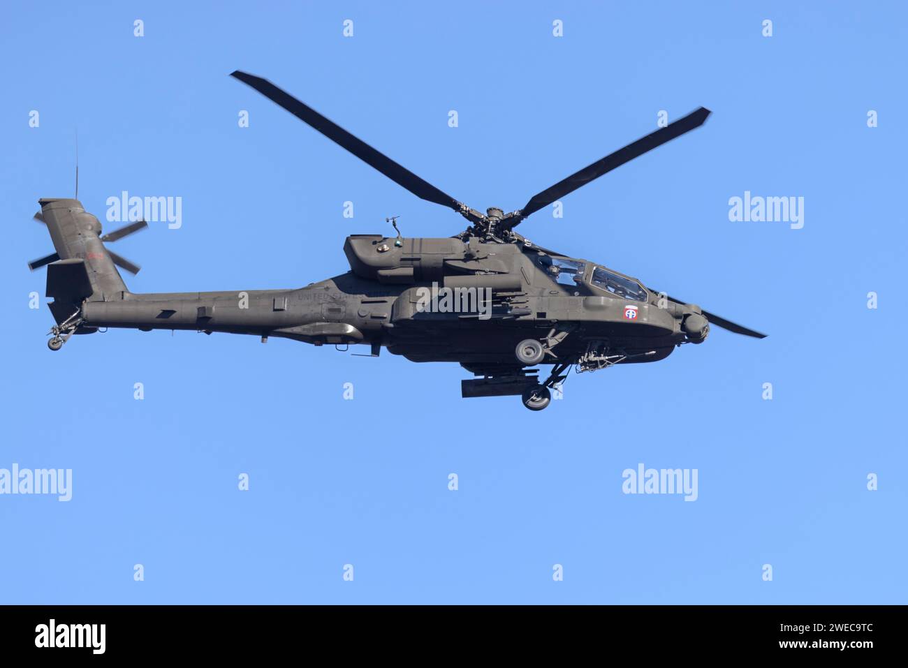 A U.S. Army AH-64E Apache helicopter assigned to 82nd Aviation Regiment ...