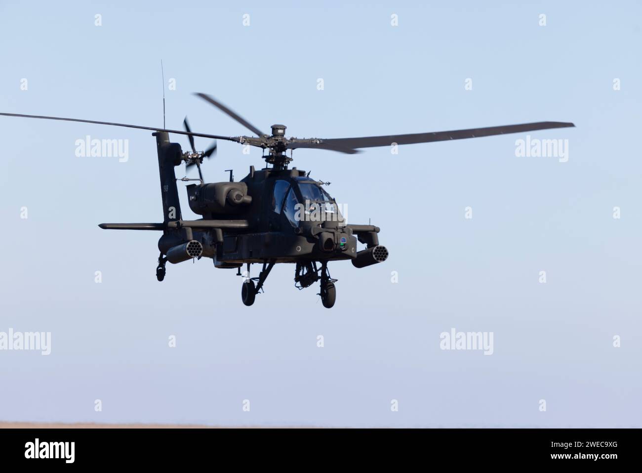 A U.S. Army AH-64E Apache helicopter assigned to 82nd Aviation Regiment ...