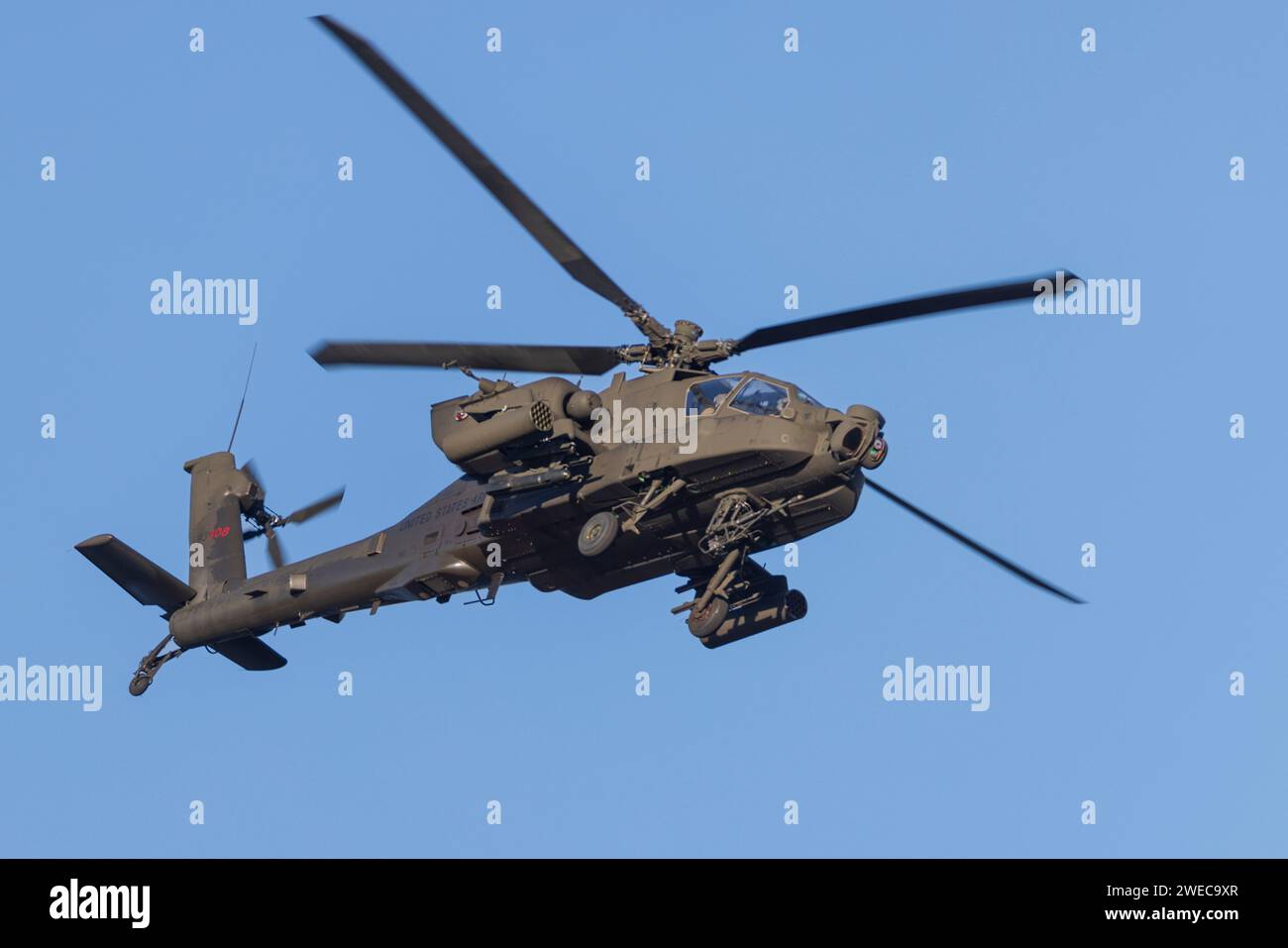 A U.S. Army AH-64E Apache helicopter assigned to 82nd Aviation Regiment ...