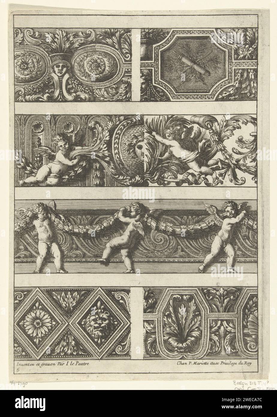 Four rows of Frisians, Jean Lepautre, After c. 1667 - Before 1716 print ...