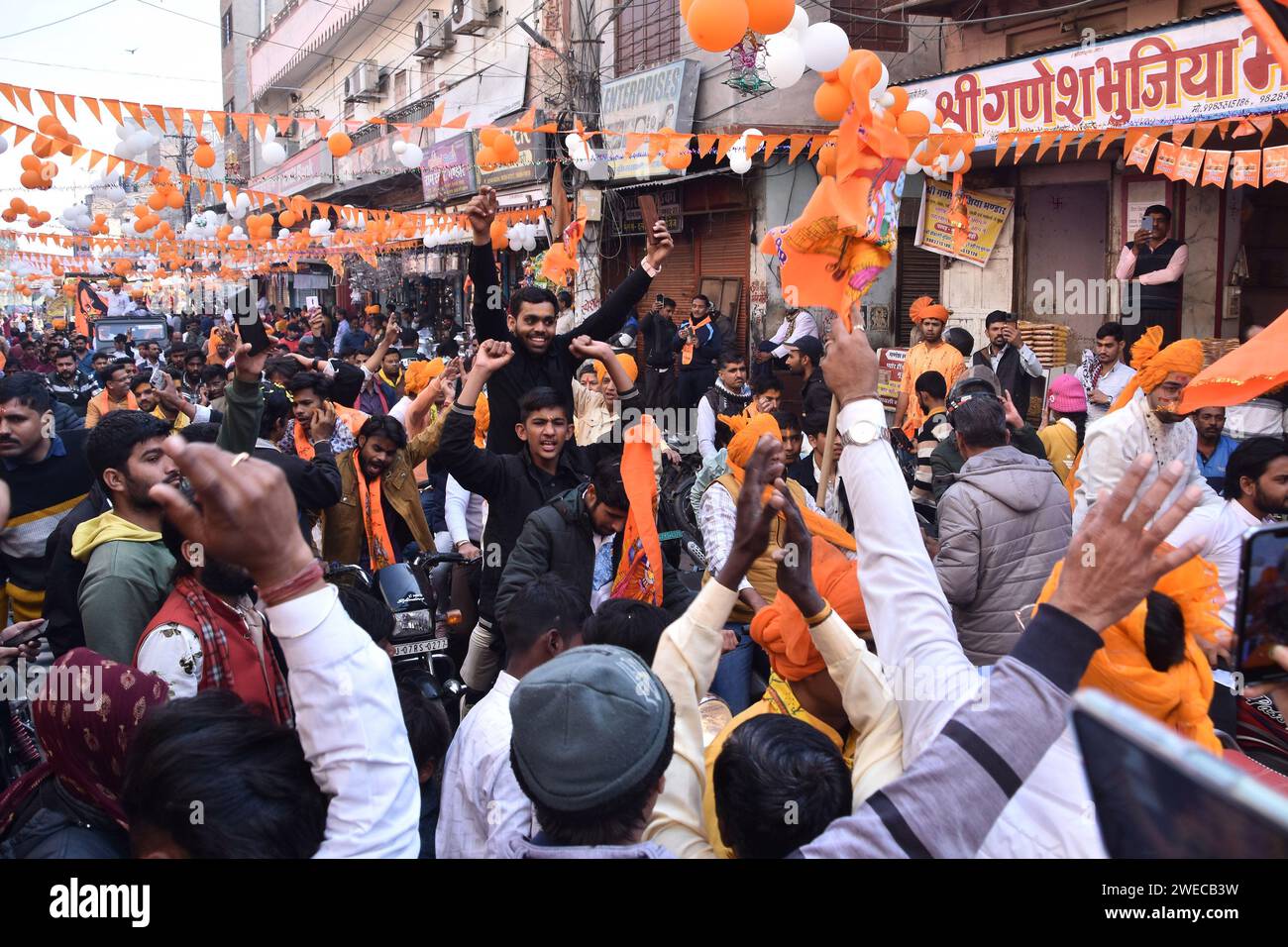Bikaner, India. 22nd Jan, 2024. Devotees of Shree Ram Laxman Dussehra ...