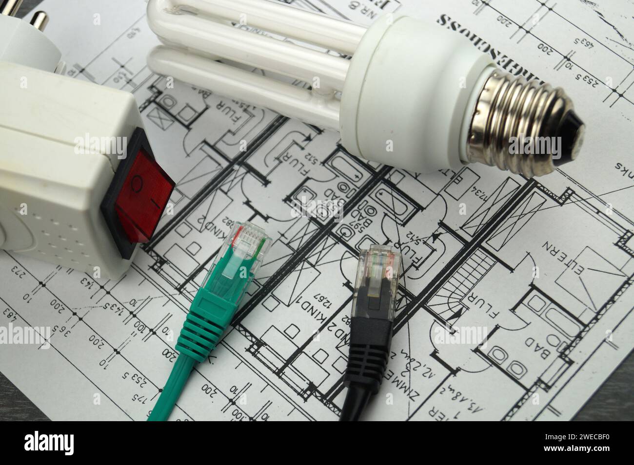 network plug, light source and socket outlet with switch on ...