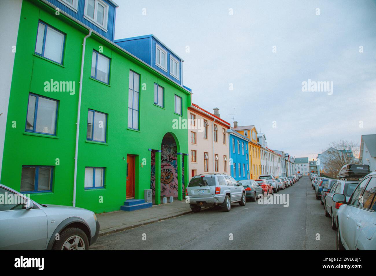 Street View of Colorful Buildings in Reykjavik Iceland Stock Photo - Alamy