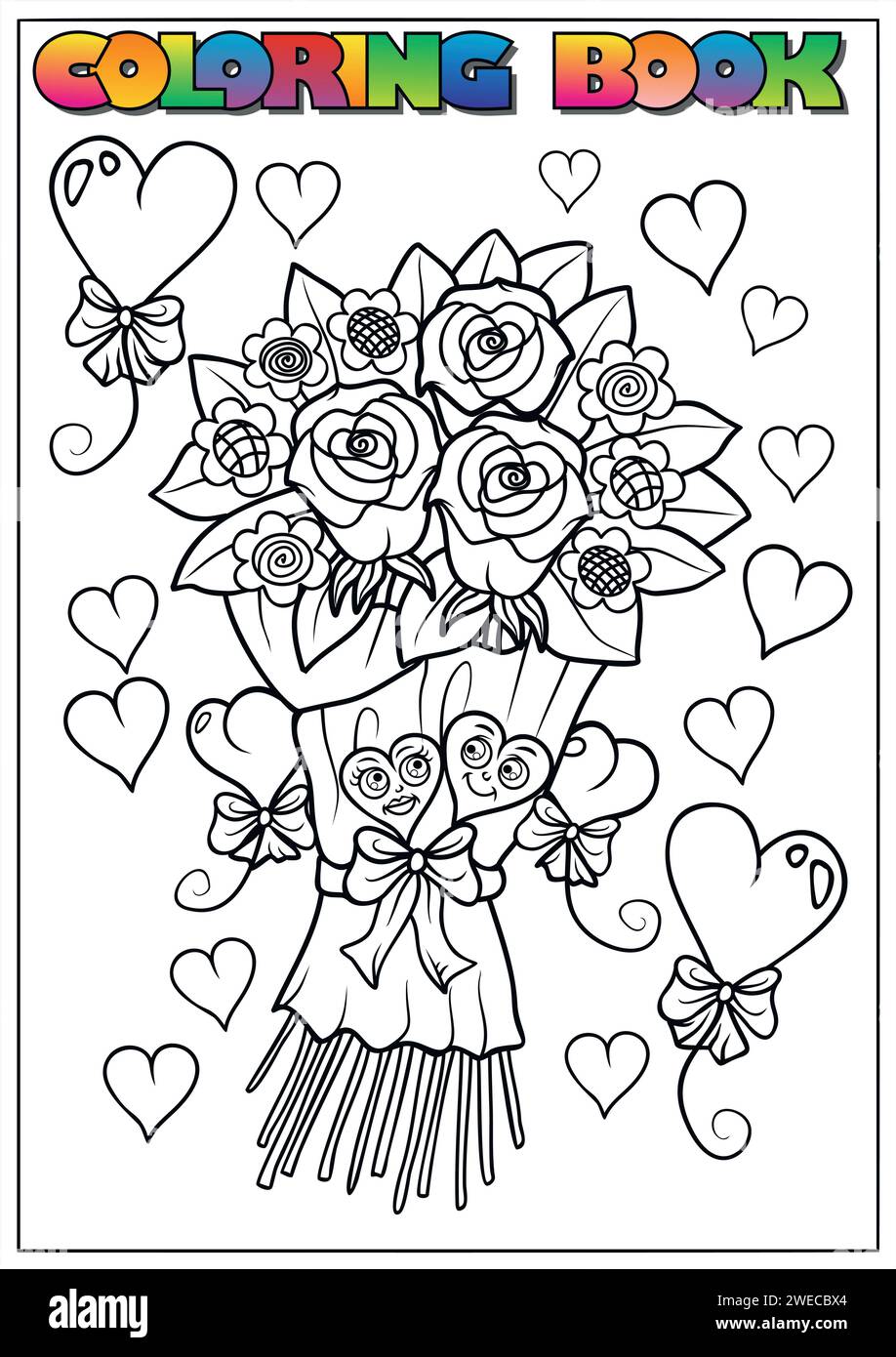 Coloring page rose flower hi-res stock photography and images - Alamy