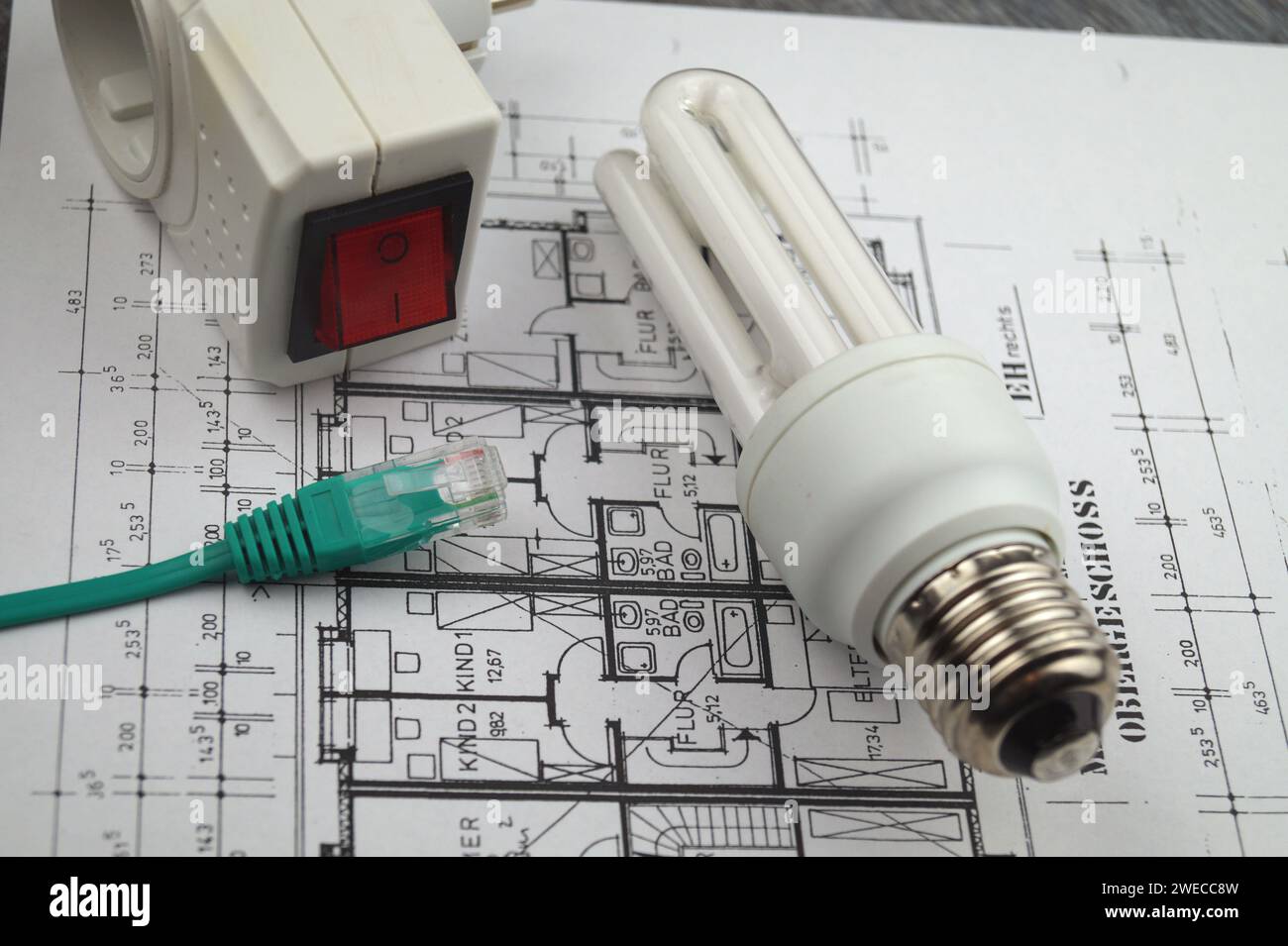 network plug, light source and socket outlet with switch on ...