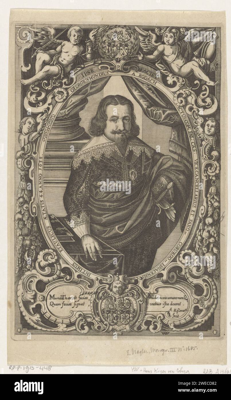 PortraT van Georg Mundt von Rodach, Lukas Schnitzer, 1638 print Germany ...