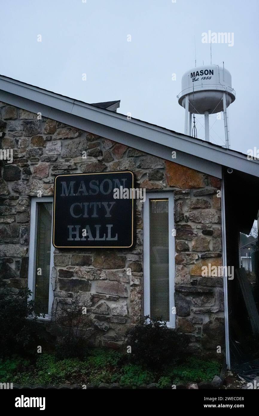 Mason City Hall is seen Wednesday, Jan. 24, 2024, in Mason, Tenn. A ...