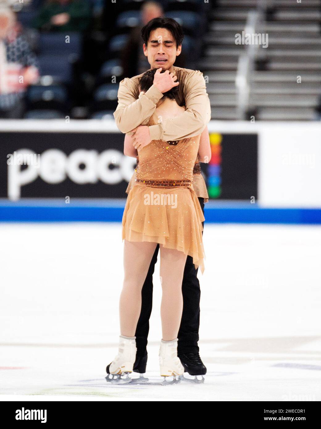 Columbus, Ohio, United States. 24nd January, 2024. Luke Wang embraces ...