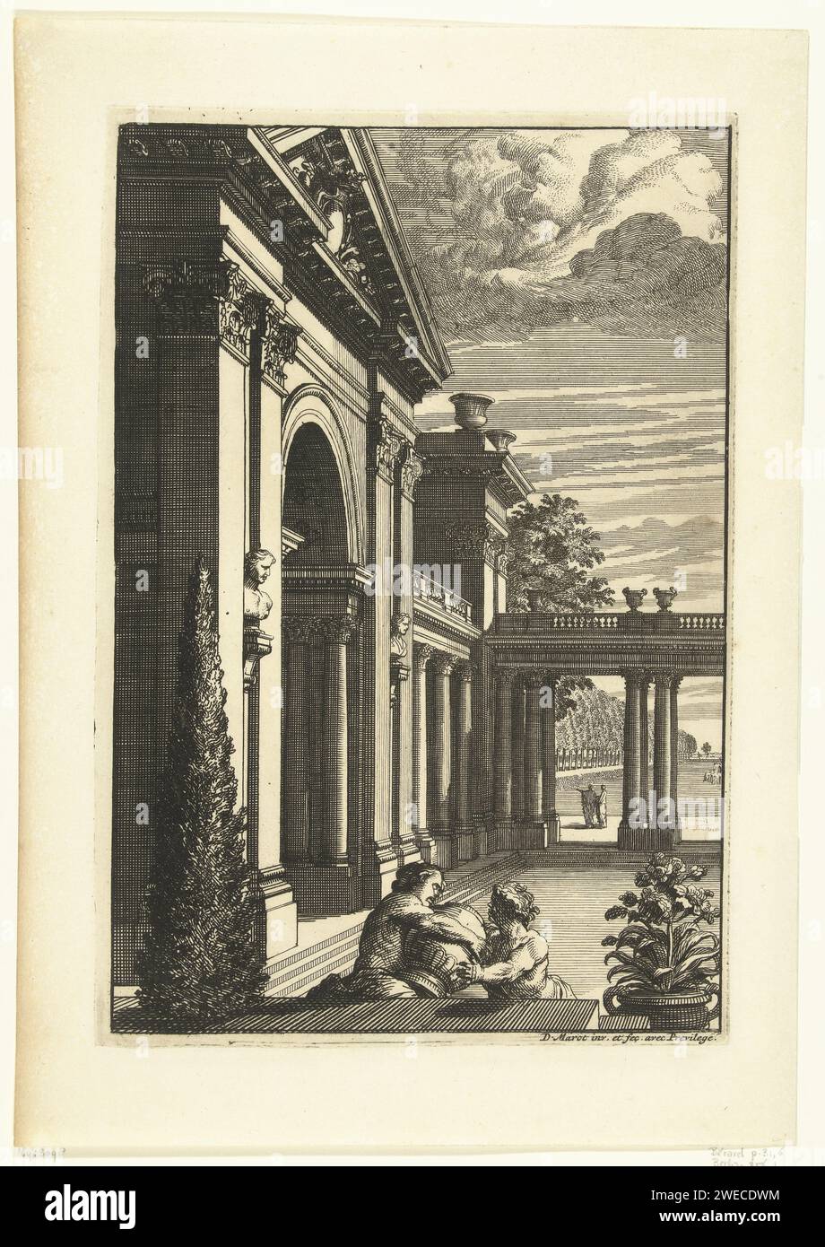 Facade of HAL with overflow, Daniël Marot (I), 1703 - 1712 print Facade ...