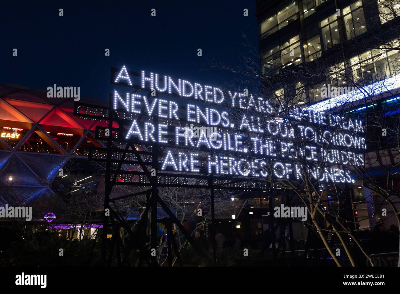 London, UK. 19th January, 2024. The Peace Poem by Emergency Exit Arts ...