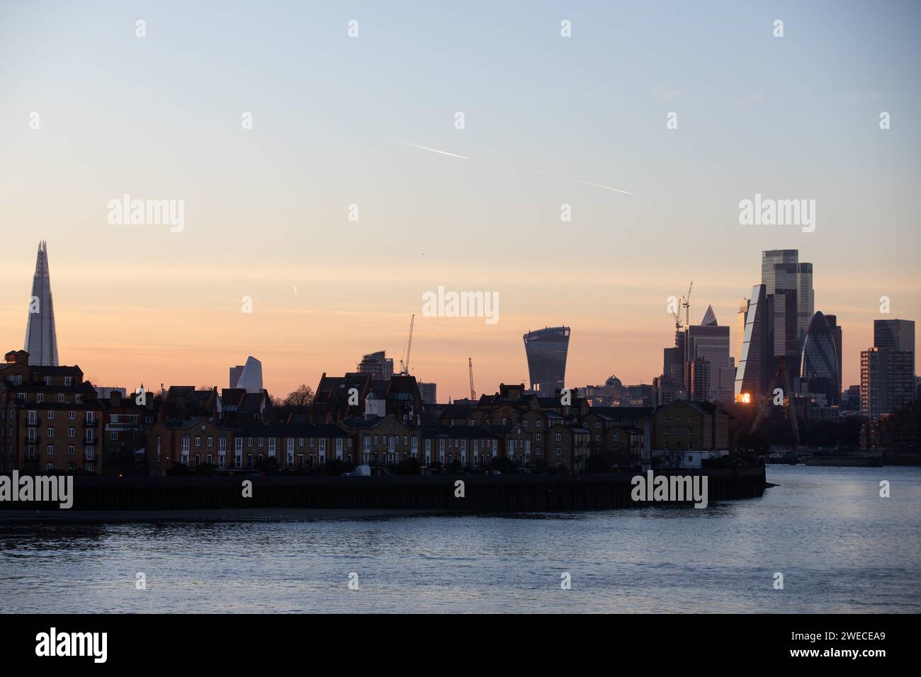 London, UK. 19th January, 2024. The Shard, the River Thames and the ...