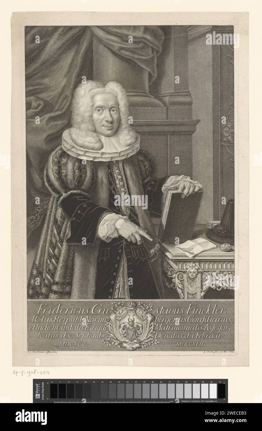 Portrait van Friedrich Gustav Finckler, Georg Martin Preissler, 1744 ...