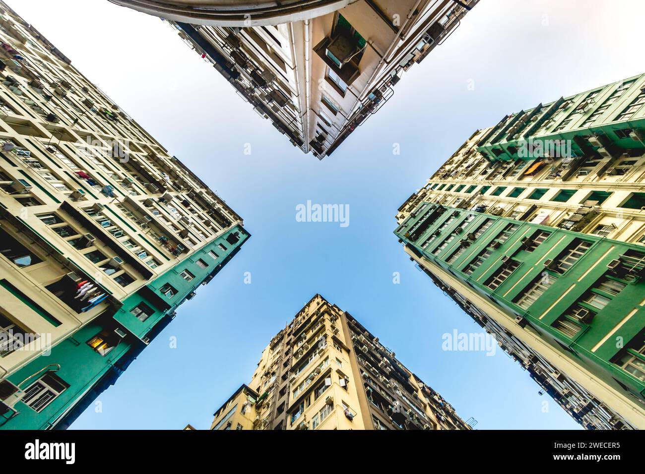 Symmetrical View of Dystopian Asian Dense City with Concrete ...