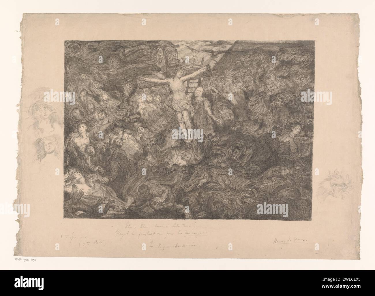 Christ on the Cross, Henri de Groux, 1877 - 1930 print paper. pencil ...