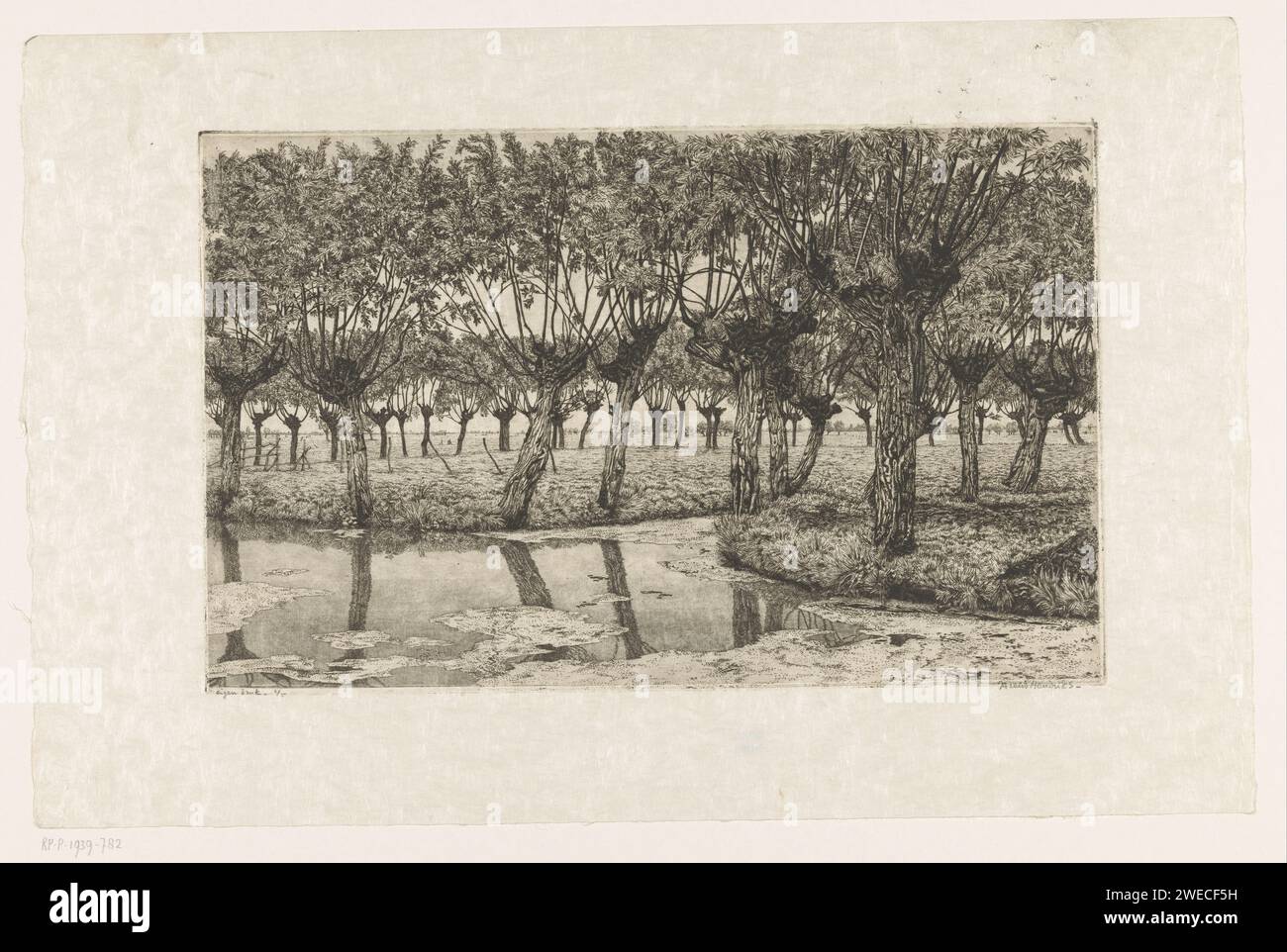 Polder landscape with Knotwilgen, Arend Hendriks, 1911 - 1939 print ...