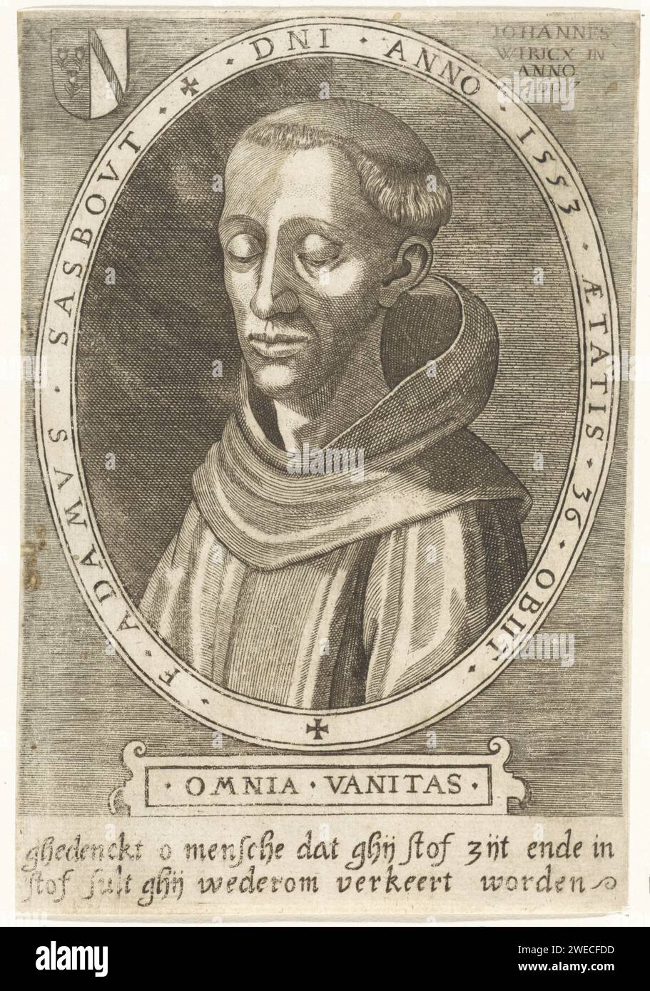 Portrait of the theologian Adam Sasbout, Anonymous, After Johannes ...