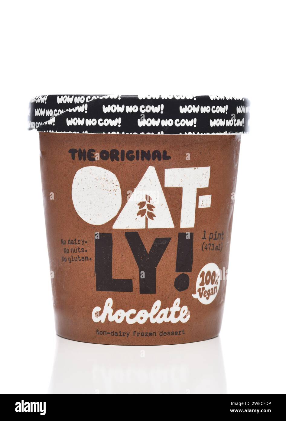IRVINE, CALIFORNIA - 24 JAN 2024: A carton of Oat-Ly Chocolate Dairy ...