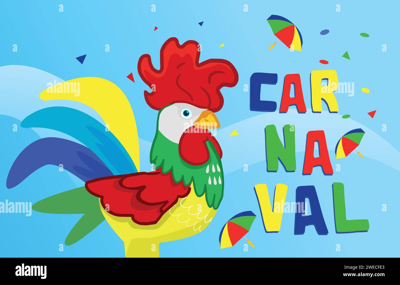 Brazilian Carnival Rooster and parasols. Frevo in vectors Stock Vector ...