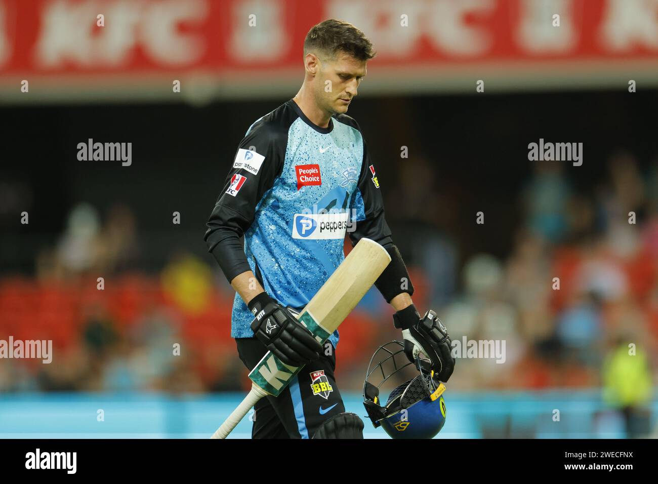 Gold Coast, Australia. 22nd Jan 2024. David Payne (14 Adelaide) caught ...