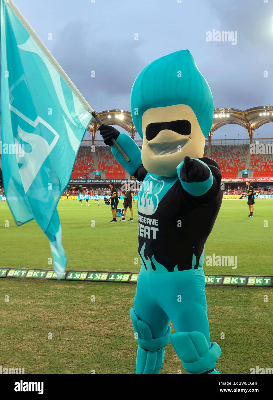 Gold Coast, Australia. 22nd Jan 2024. Brisbane Heat mascot entertains ...