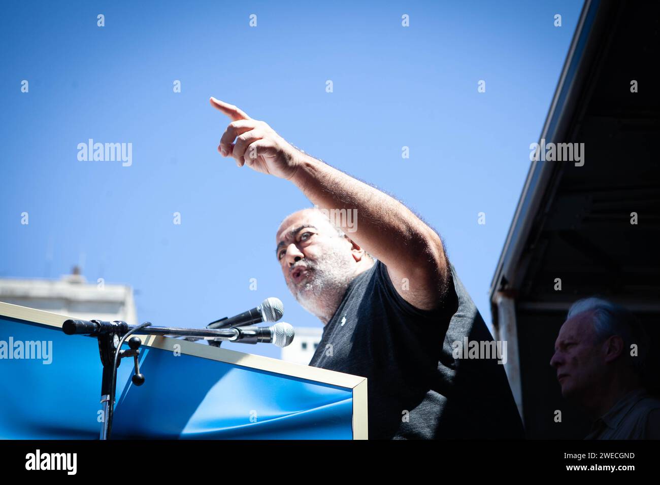 Buenos Aires, Argentina. 24th Jan, 2024. Hector Daer, union leader and ...
