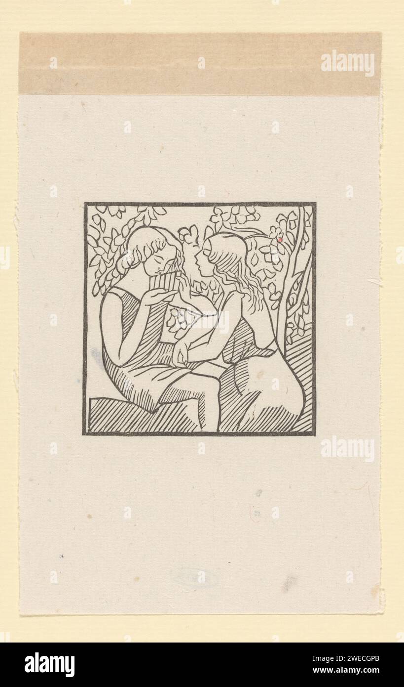 Daphnis plays pan flute for Chloé, Aristide Maillol, 1937 print paper ...